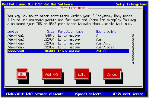 Creando particiones en Red Hat Linux